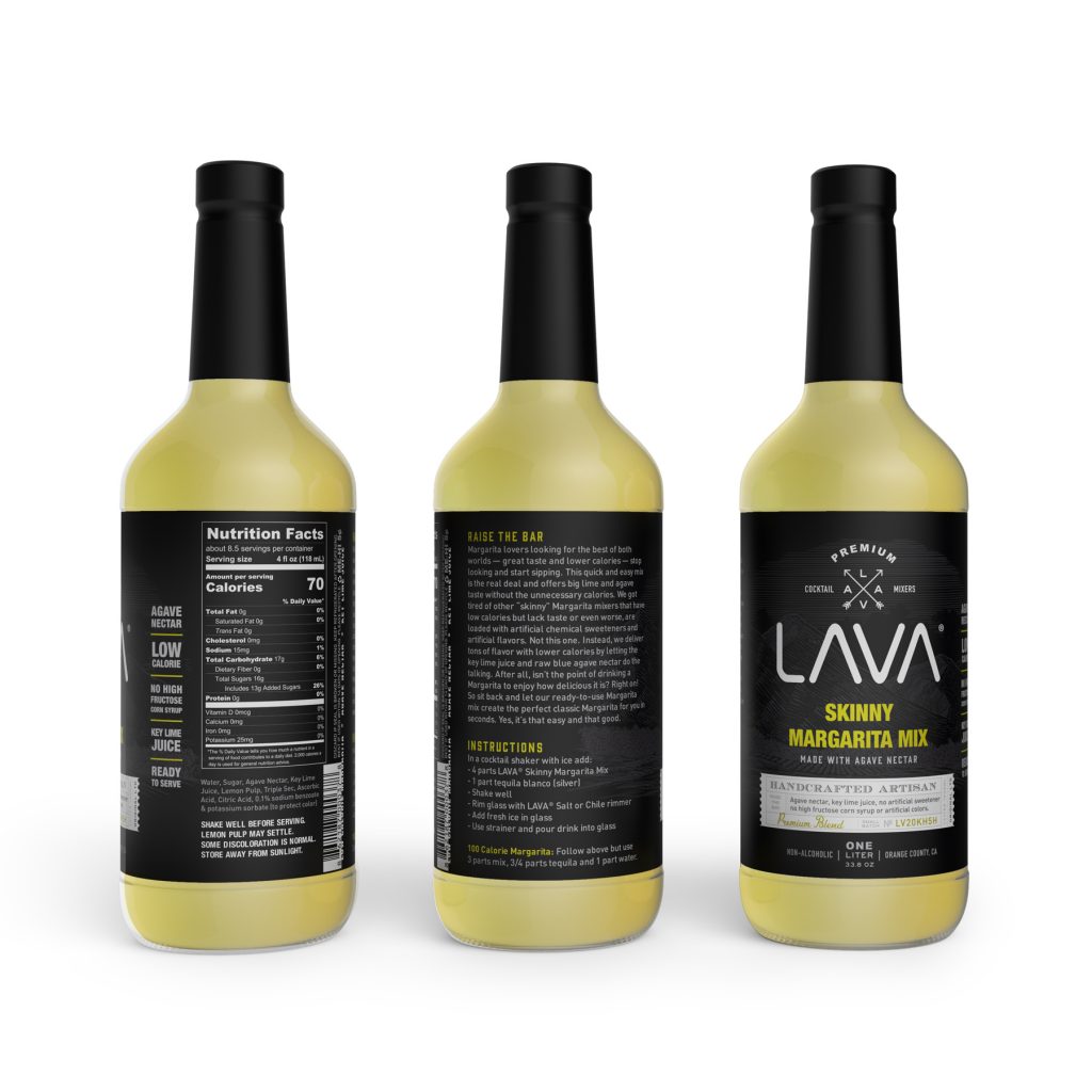 LAVA Premium Skinny Margarita Mix Lower Calories No Artificial Sweeteners