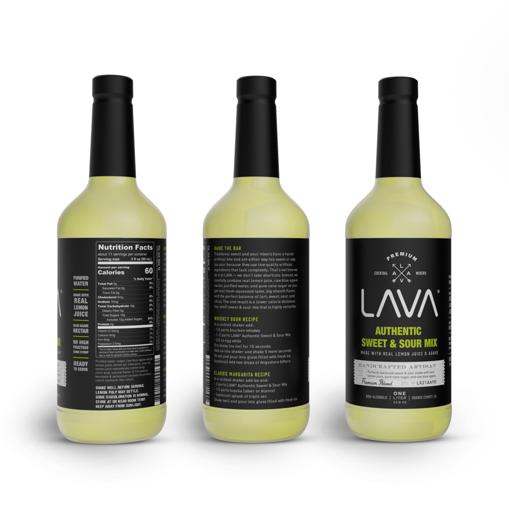 LAVA Premium Authentic Sweet & Sour Mix 33.8oz | Real Lemon Juice ...