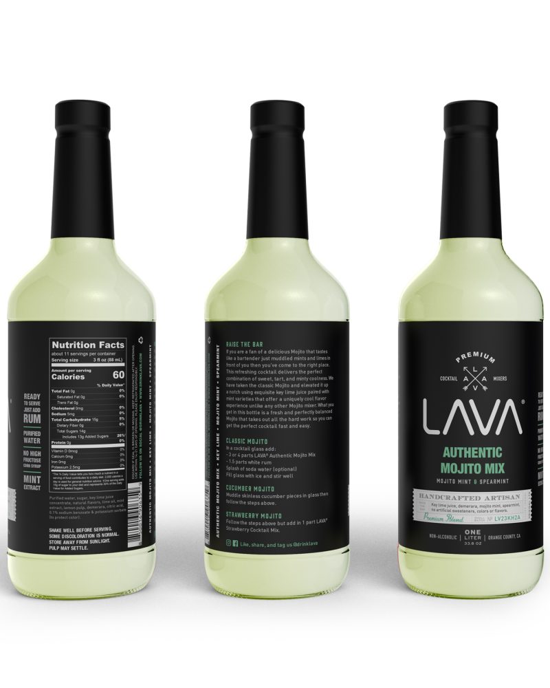 LAVA Premium Authentic Mojito Mix 33.8oz | Real Lime Juice & Mojito Mint