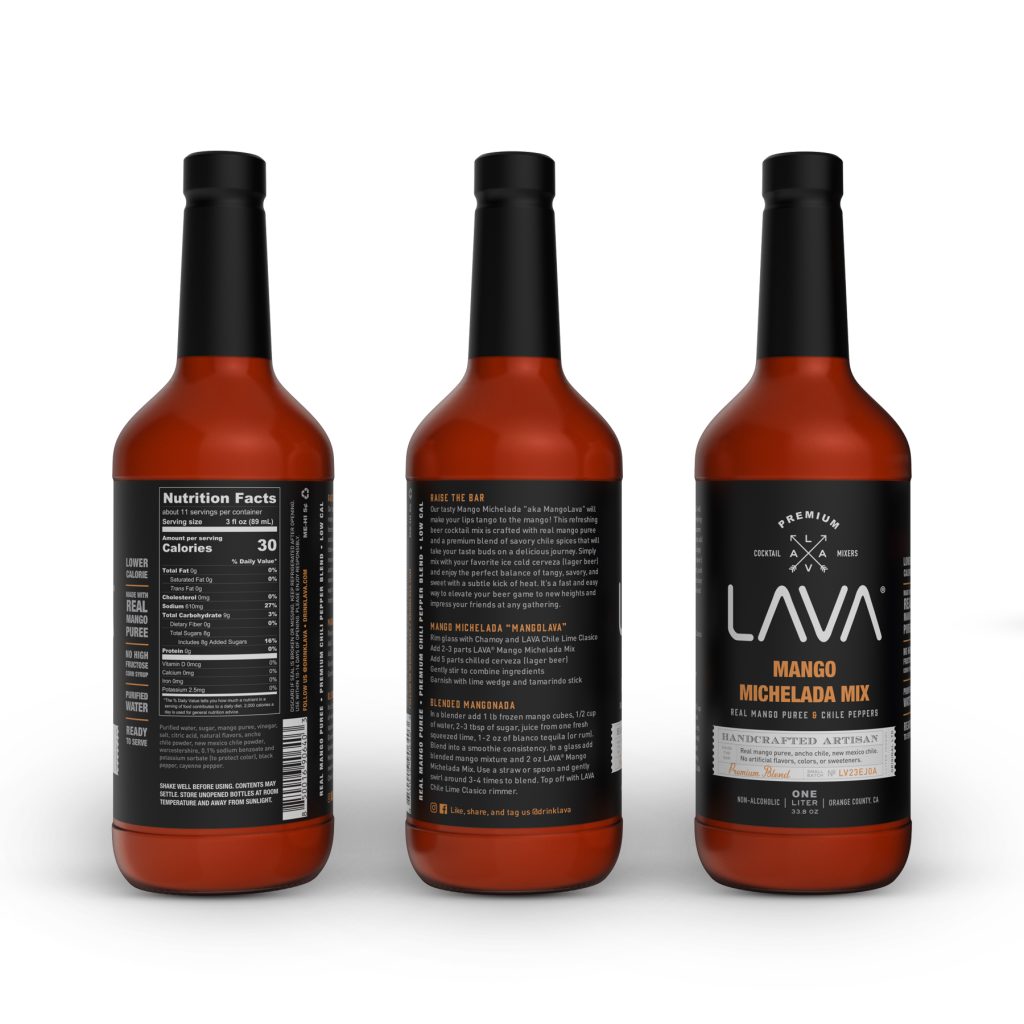 LAVA Premium Mango Michelada Mix 33.8oz | Real Mango Puree & Chile Peppers