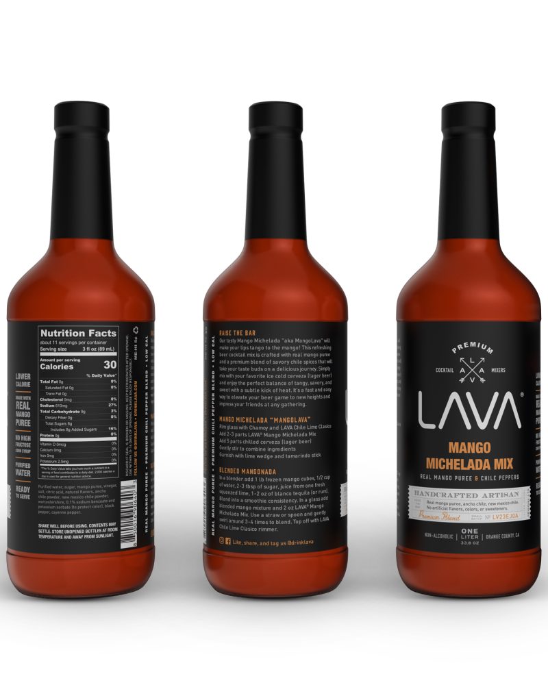 LAVA Premium Mango Michelada Mix 33.8oz | Real Mango Puree & Chile Peppers